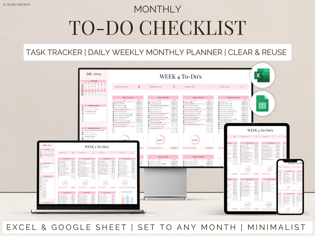 Google to Do List Excel Template Task Tracker Daily Routine Planner ...