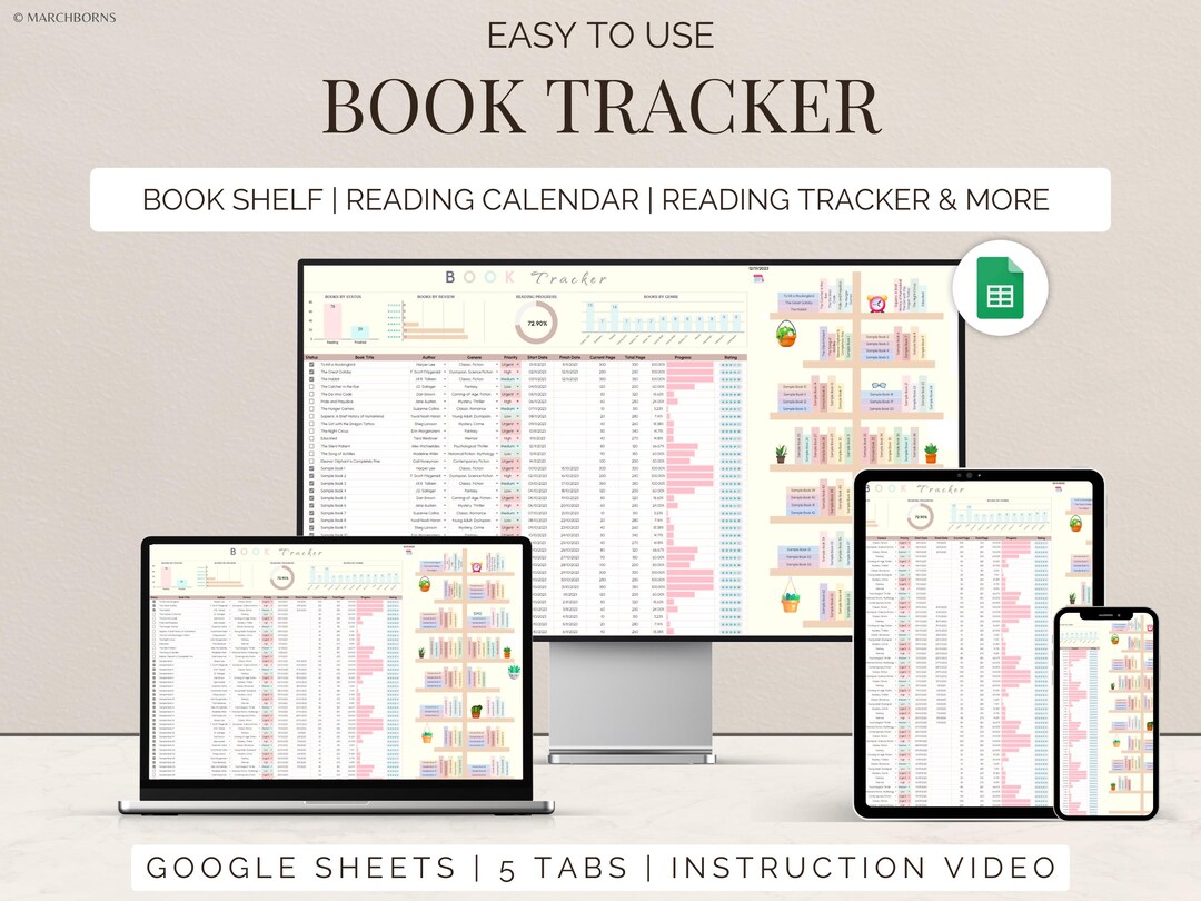 Reading Tracker Book Tracker With Digital Calendar Habit Tracker ...