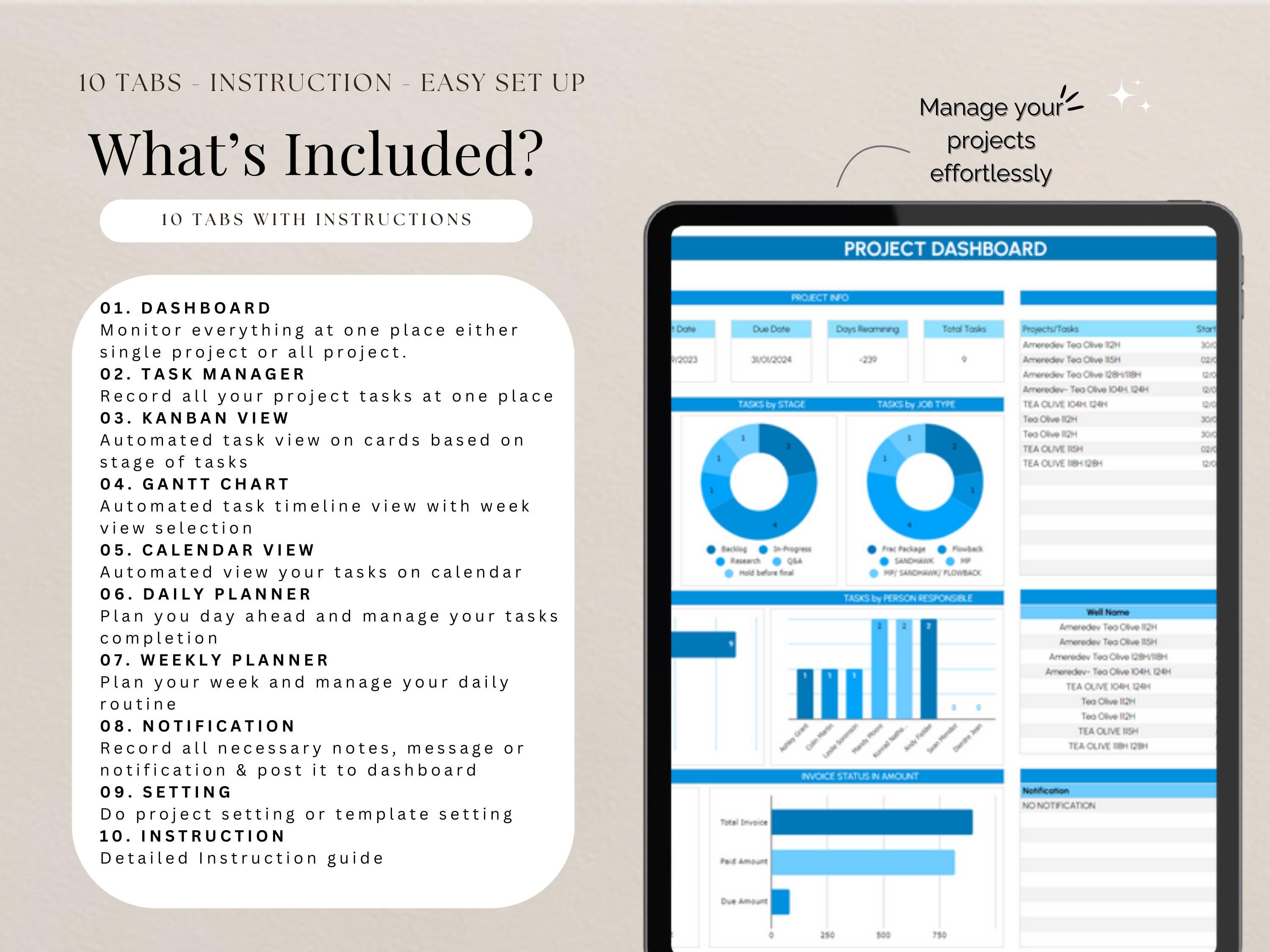 Multi Project Management Dashboard Task Tracker Project Tracking Tool ...