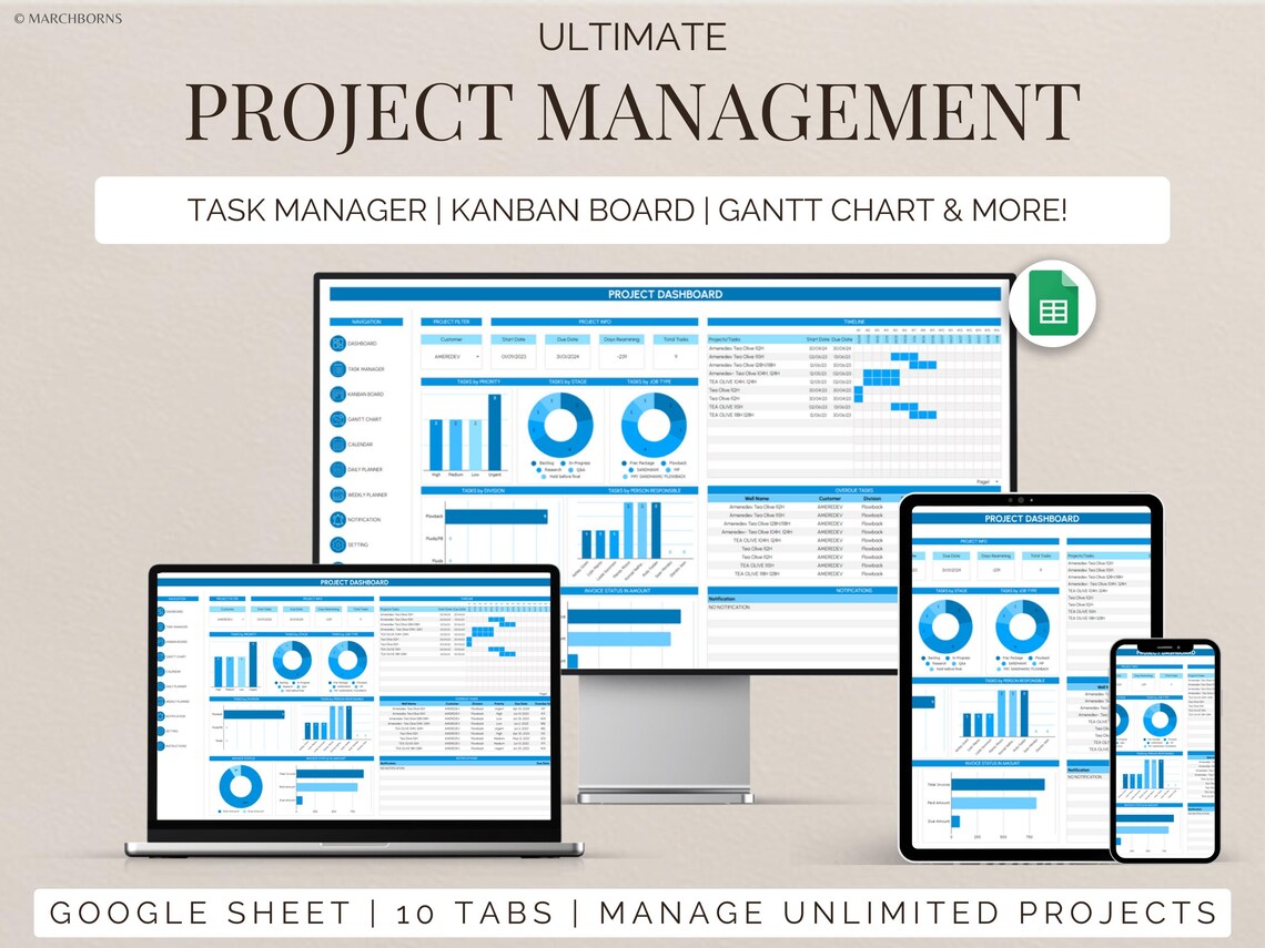 Multi Project Management Dashboard Task Tracker Project Tracking Tool ...