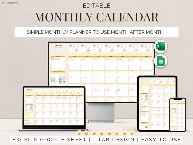 2026 Digital Calendar Template Google Sheets Planner Excel Spreadsheet ...