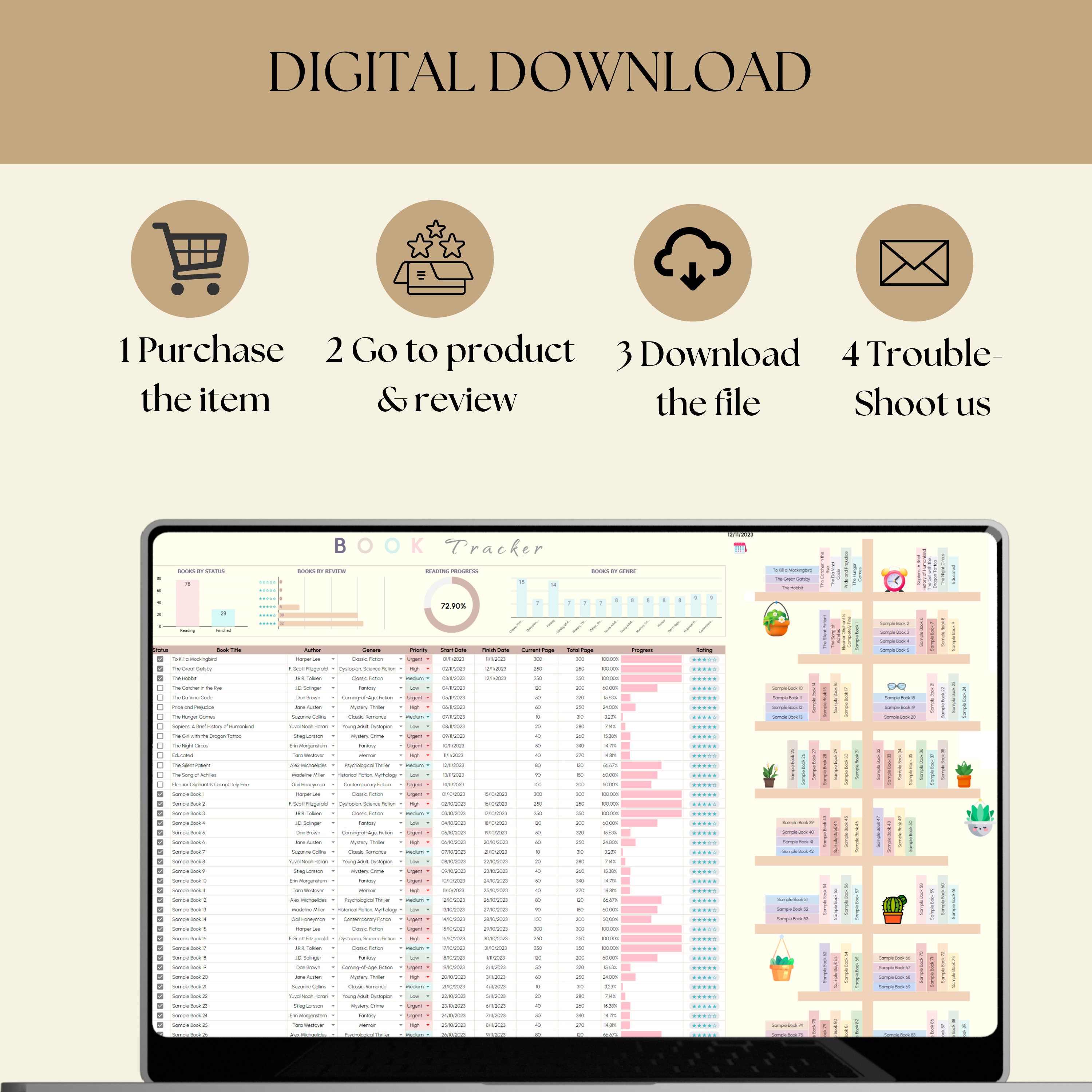 Reading Tracker Book Tracker With Digital Calendar Habit Tracker ...