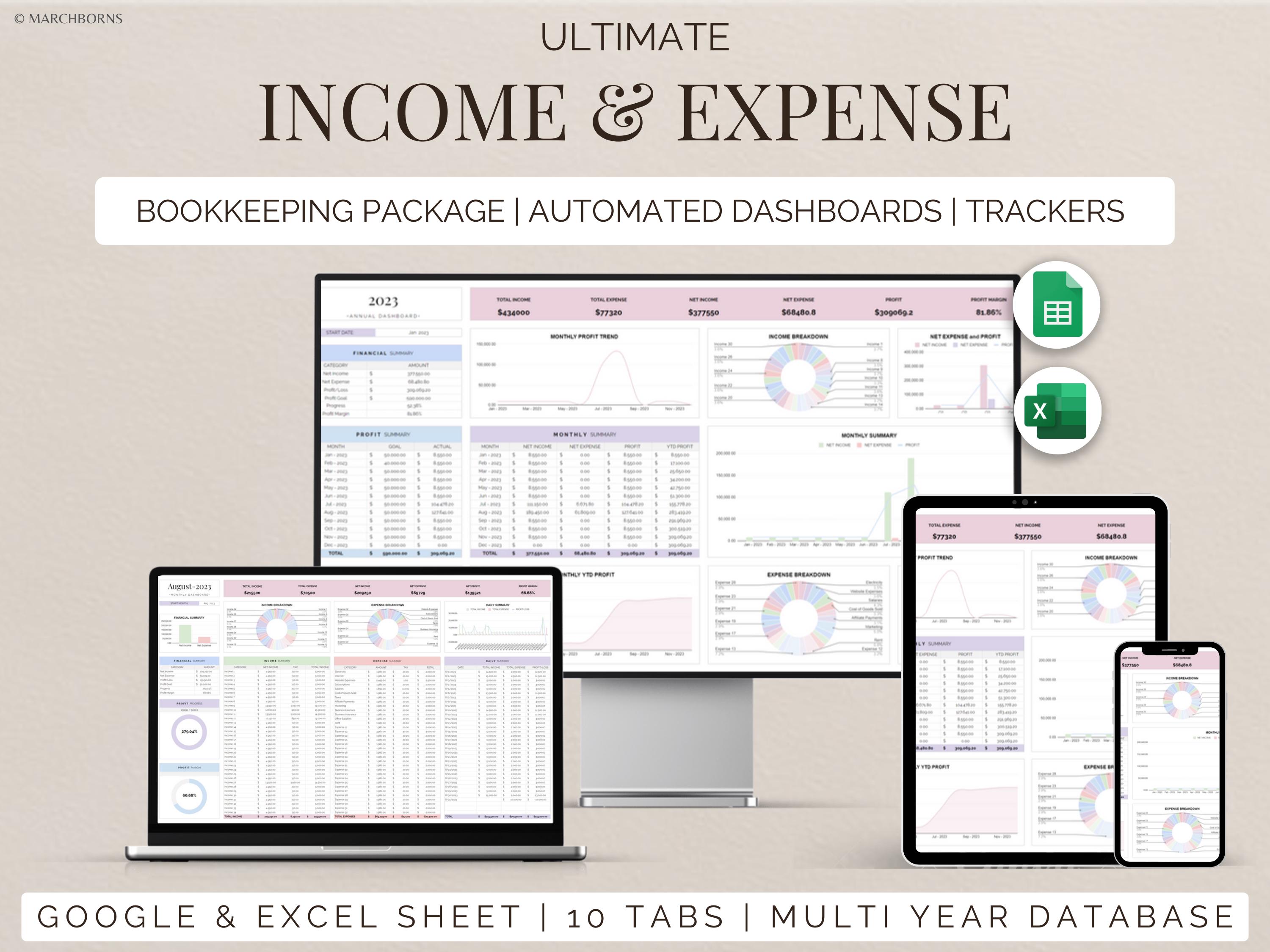 Small Business Income Expense Tracker: Excel & Google Sheets (digital ...