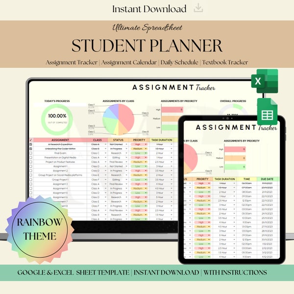 Assignment Tracker Excel - Etsy