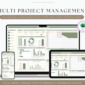 Multi Project Planner 100 Management Dashboard Excel Template Task ...