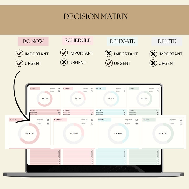 Excel Task Priority Tracker Eisenhower Decision Matrix Productivity ...