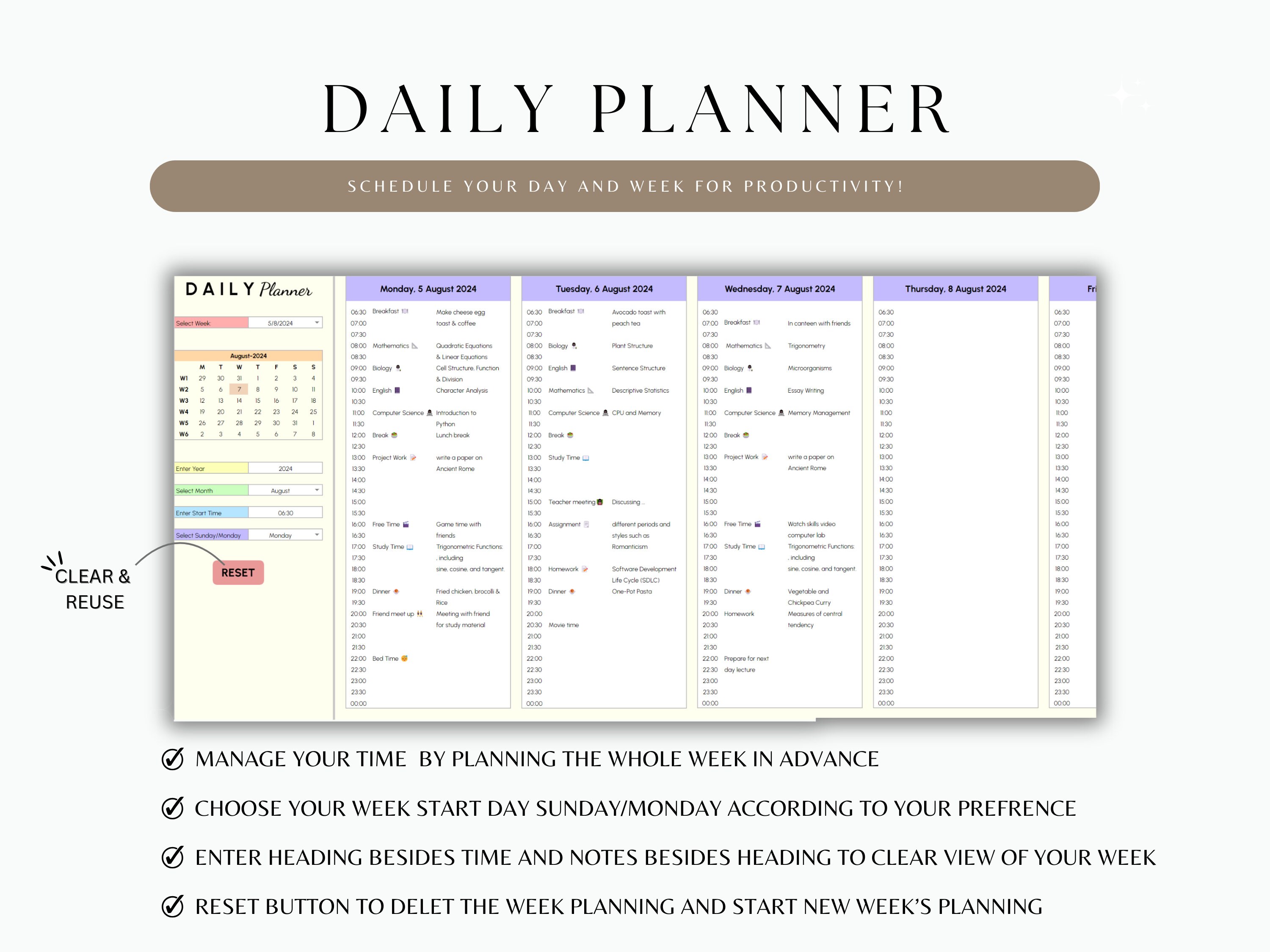 Student Planner & Assignment Tracker Google Sheets Excel College ...