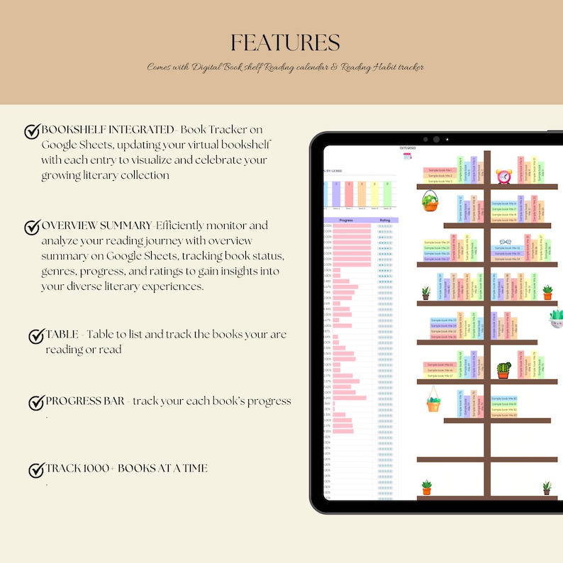Digital Book Tracker: Reading Journal & Library (google Sheets Template ...