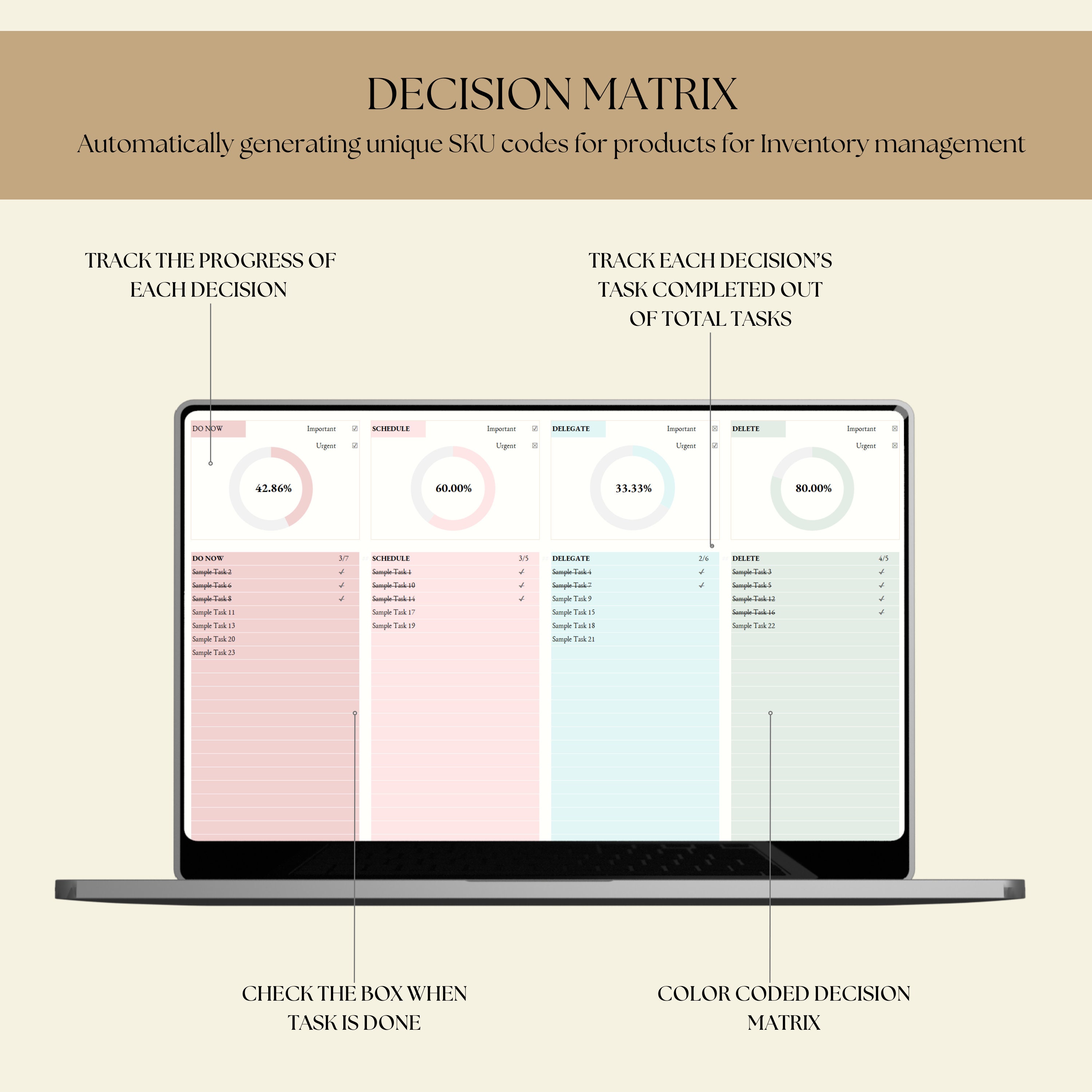Excel Task Priority Tracker Eisenhower Decision Matrix Productivity ...