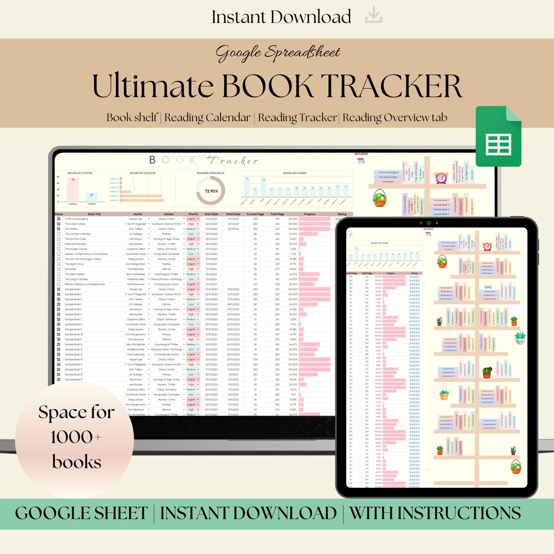 Reading Tracker Book Tracker With Digital Calendar Habit Tracker ...