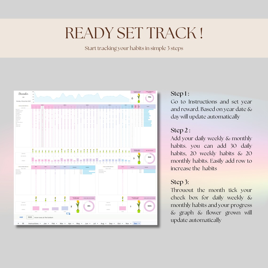 2023 & 2024 Habit Tracker Spreadsheet Google Sheets Template - Etsy