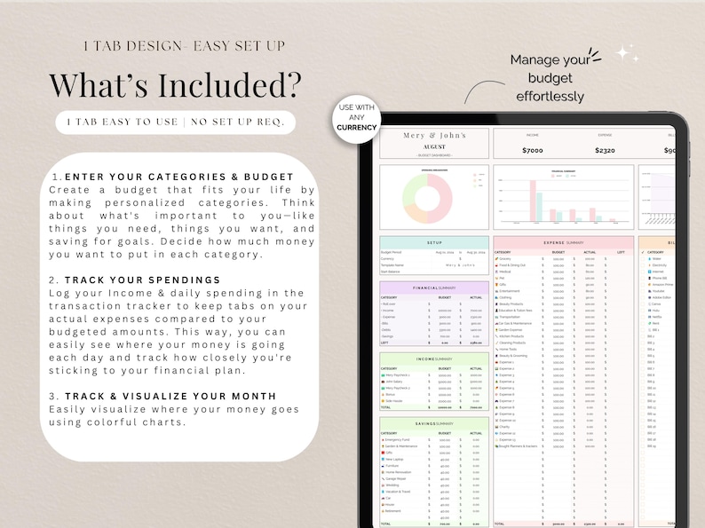 Excel Monthly Budget Planner Google Sheets Template Income & Expense ...