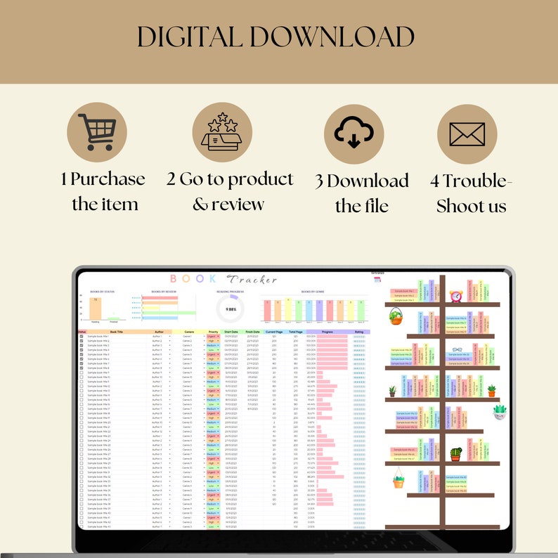 Digital Book Tracker: Reading Journal & Library (google Sheets Template ...