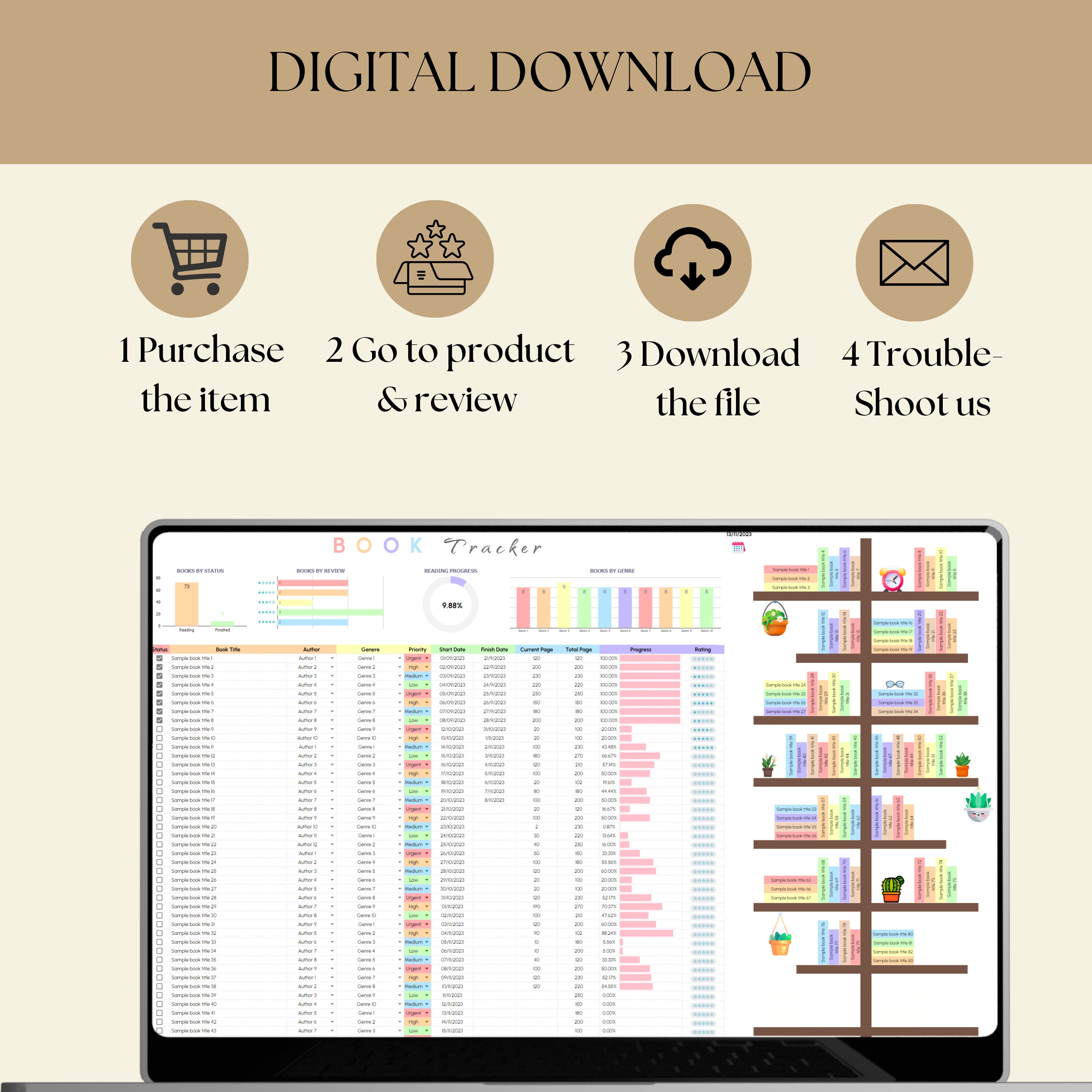 Digital Book Tracker: Reading Journal & Library (google Sheets Template ...