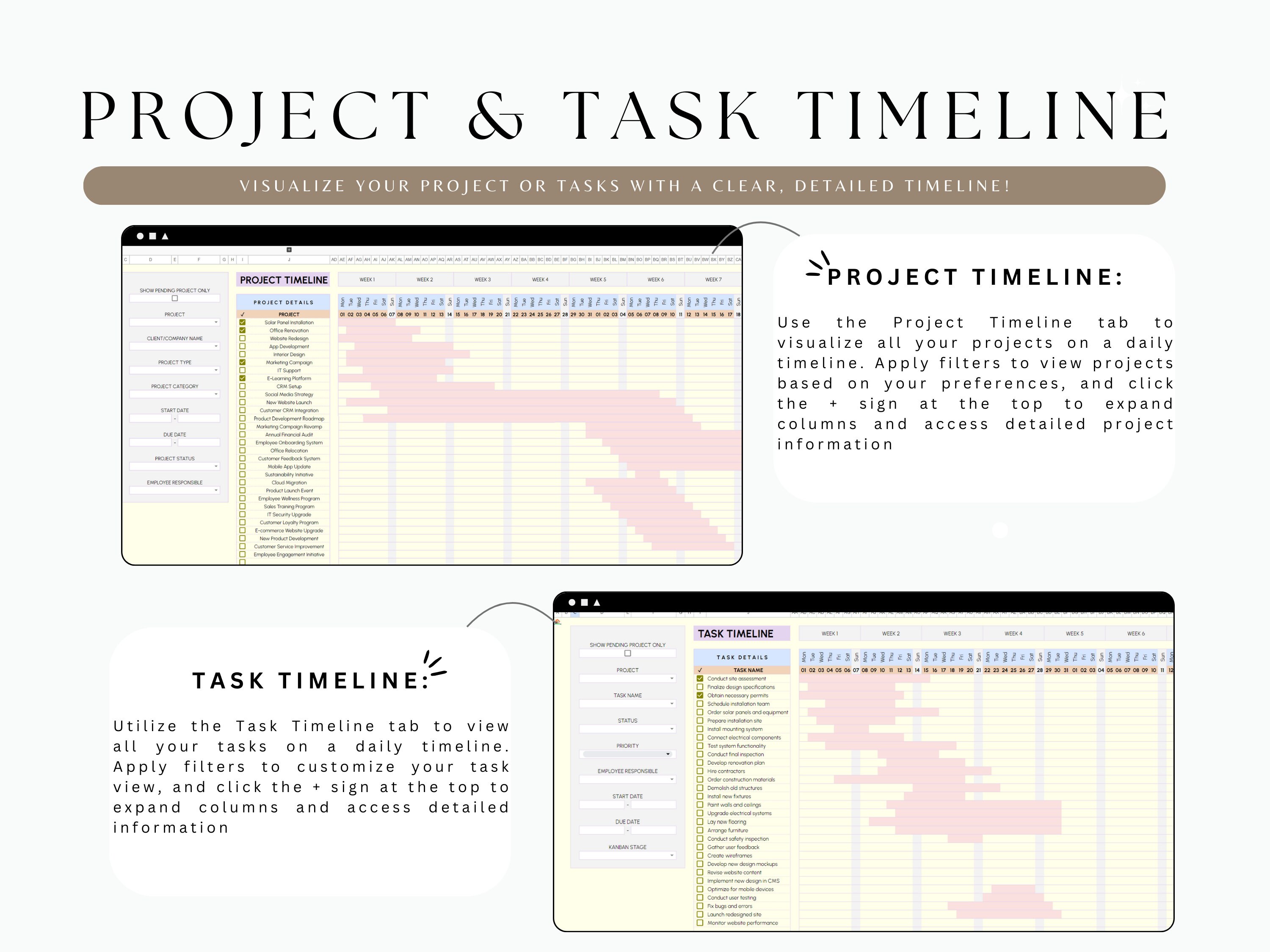 Project Management Tool for Small Business Project Planner Task Tracker ...