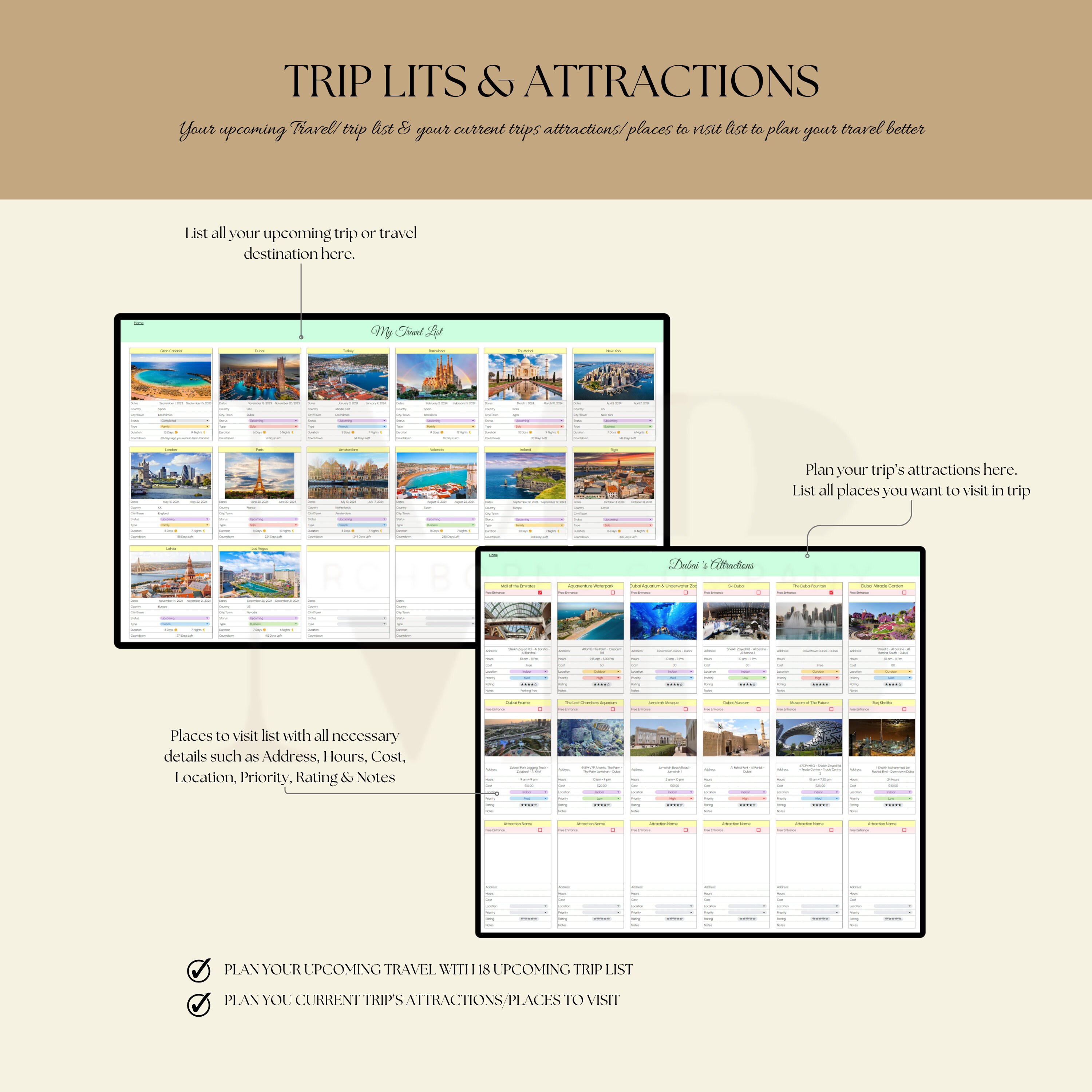Travel Planner Road Trip Itinerary Connected to Google Map Trip Planner ...