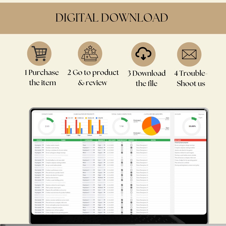 Eisenhower Decision Matrix Task Priority Planner Spreadsheet to Do List ...