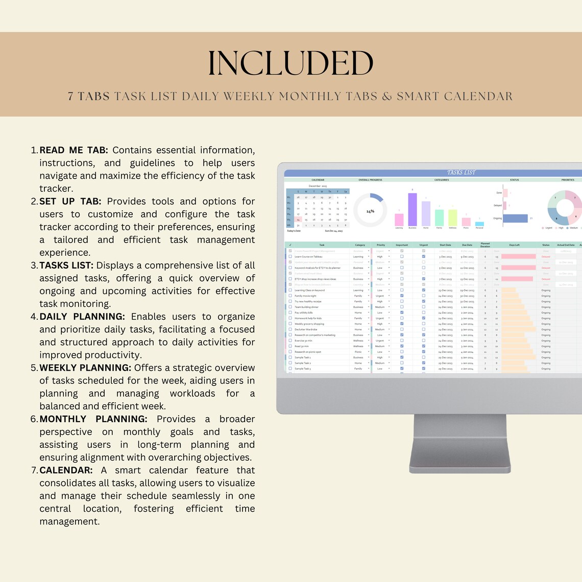 Task to Do List Tracker Google Sheet Task Planner Decision Matrix Task Priority Eisenhower ...