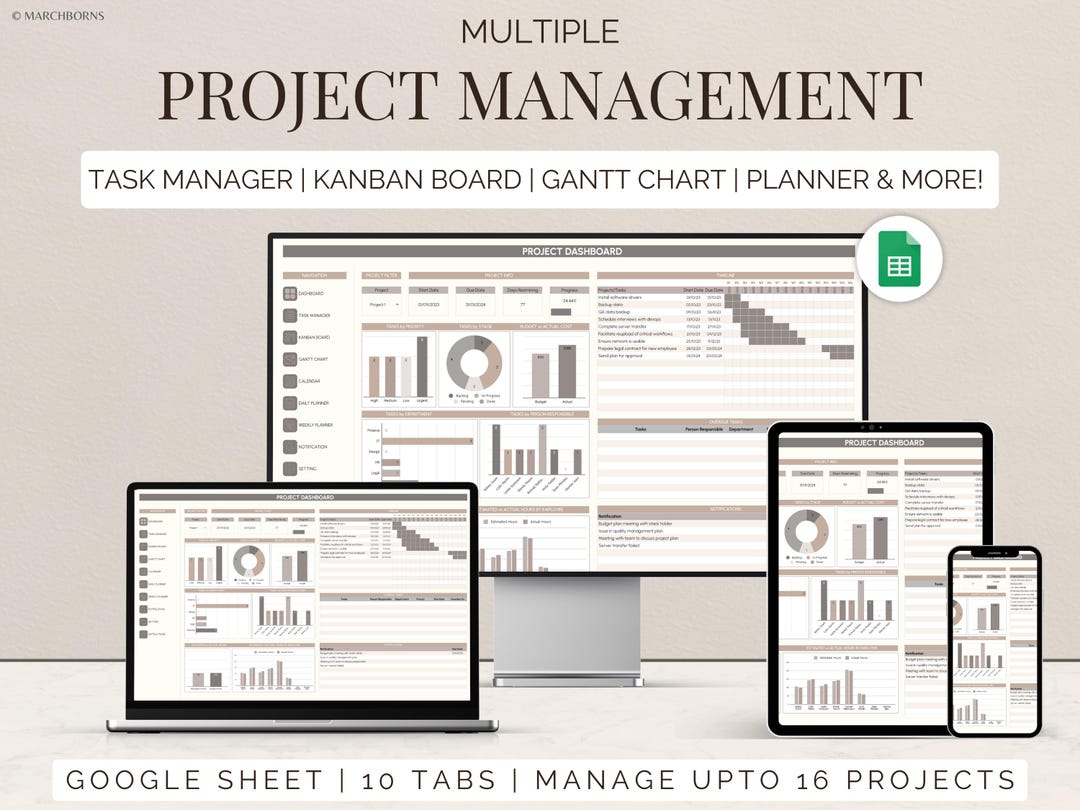Project Management Tool Google Sheet | Project Management Dashboard ...