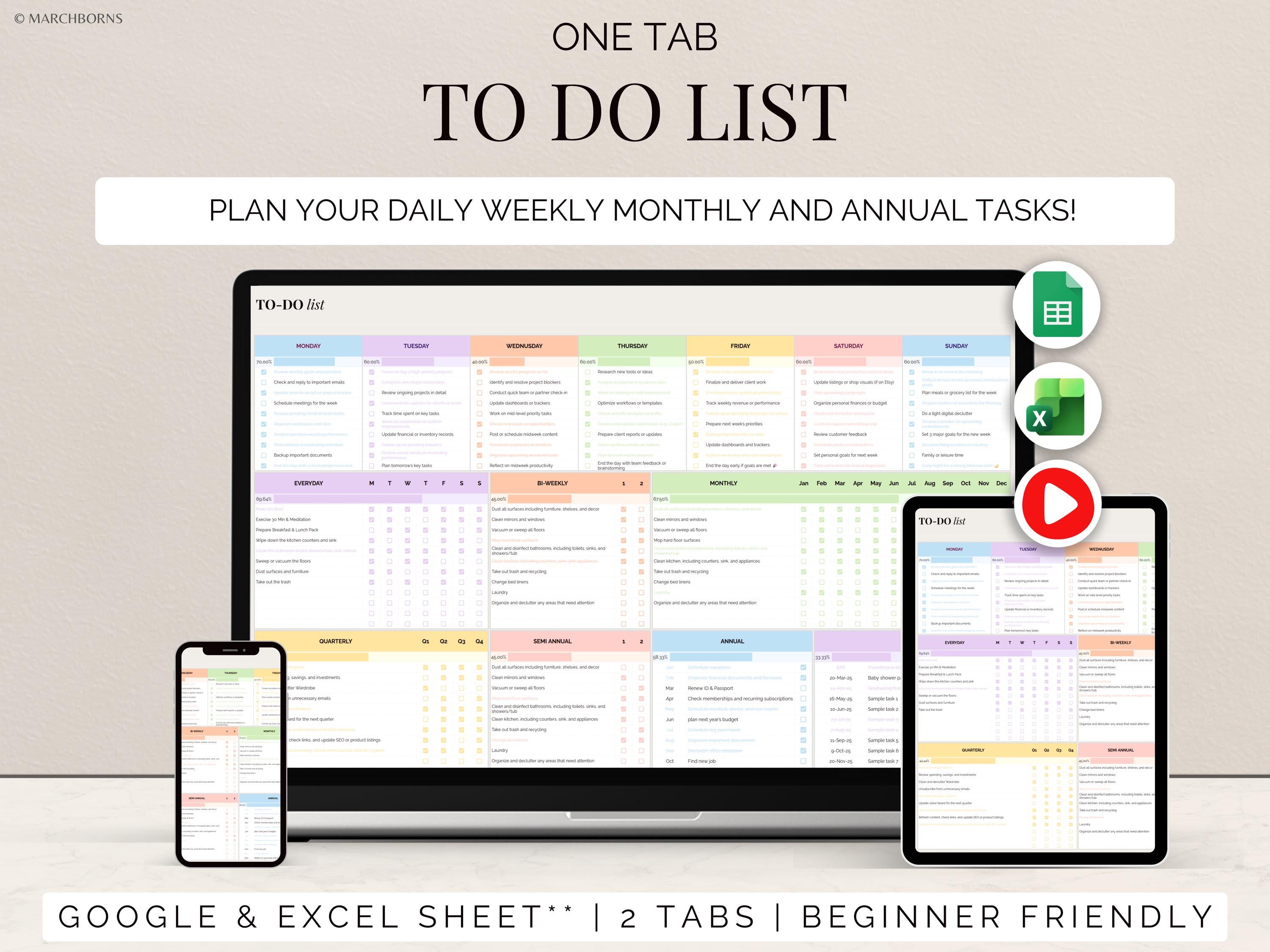 To Do List Task Tracker Google Sheets Cleaning Checklist Daily Schedule ...