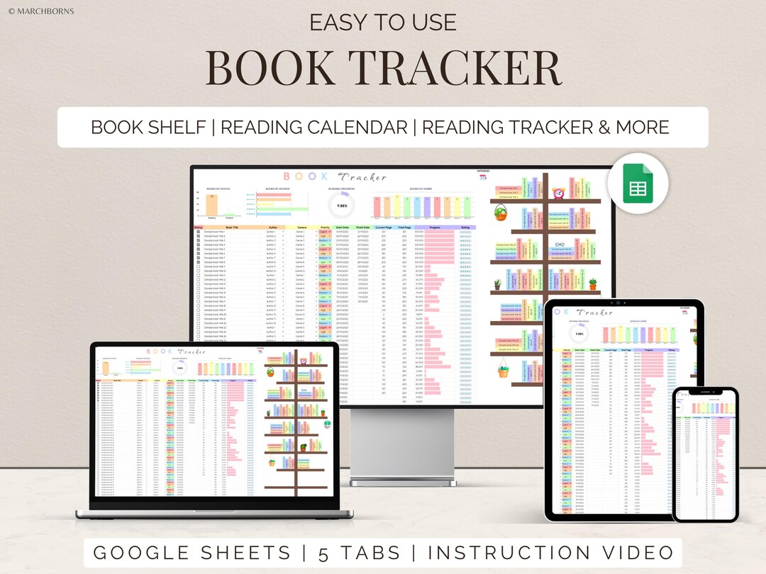 Digital Reading Journal, Book Review & Library Tracker Google Sheets ...