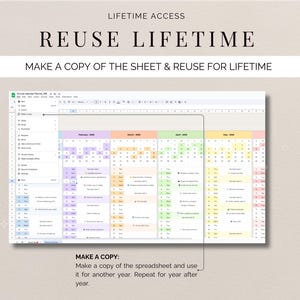 Year at a Glance Yearly Calendar Excel Template Annual Planner Google ...