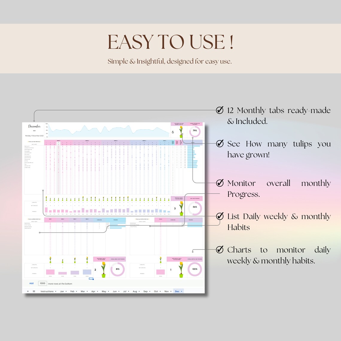 2023 & 2024 Habit Tracker Spreadsheet Google Sheets Template - Etsy