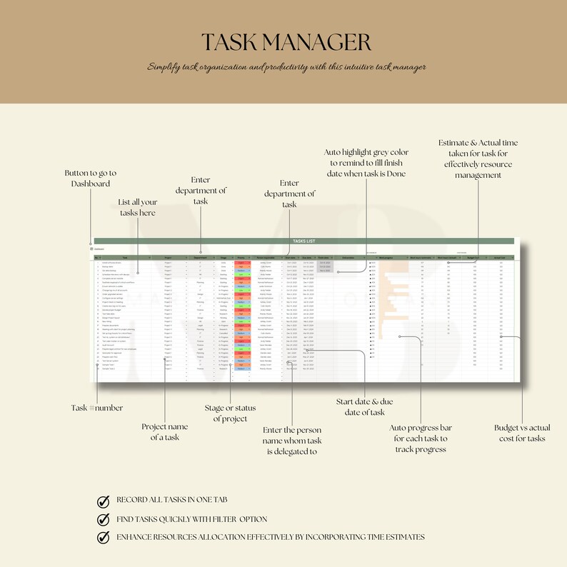 Multi Project Planner Management Dashboard Excel Spreadsheet Template ...