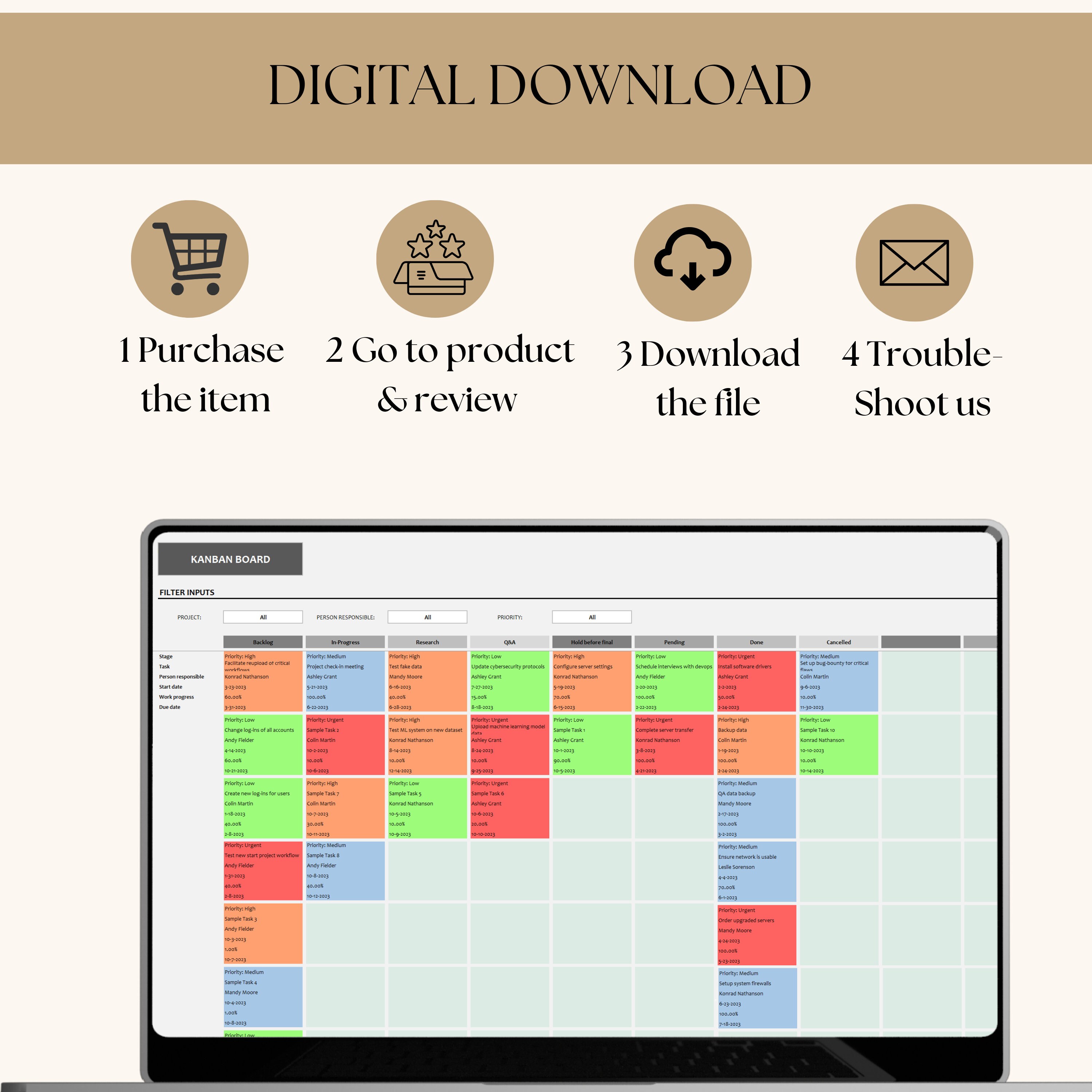 Kanban Card Board Planner Project Manager Task Tracker Project - Etsy