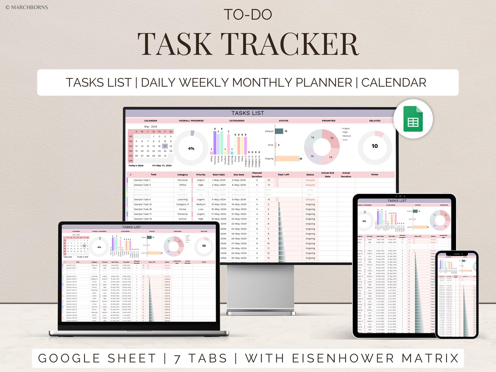 To Do List Task Priority Matrix Daily Weekly Monthly Planner Google ...