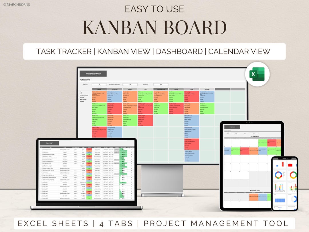 Kanban Board for Project Manager Task Tracker Project Planner Tracker ...