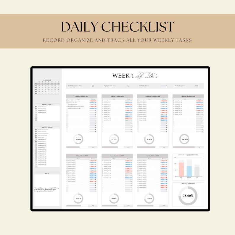 Digital Checklist Template Excel Spreadsheet to Do List Template ...