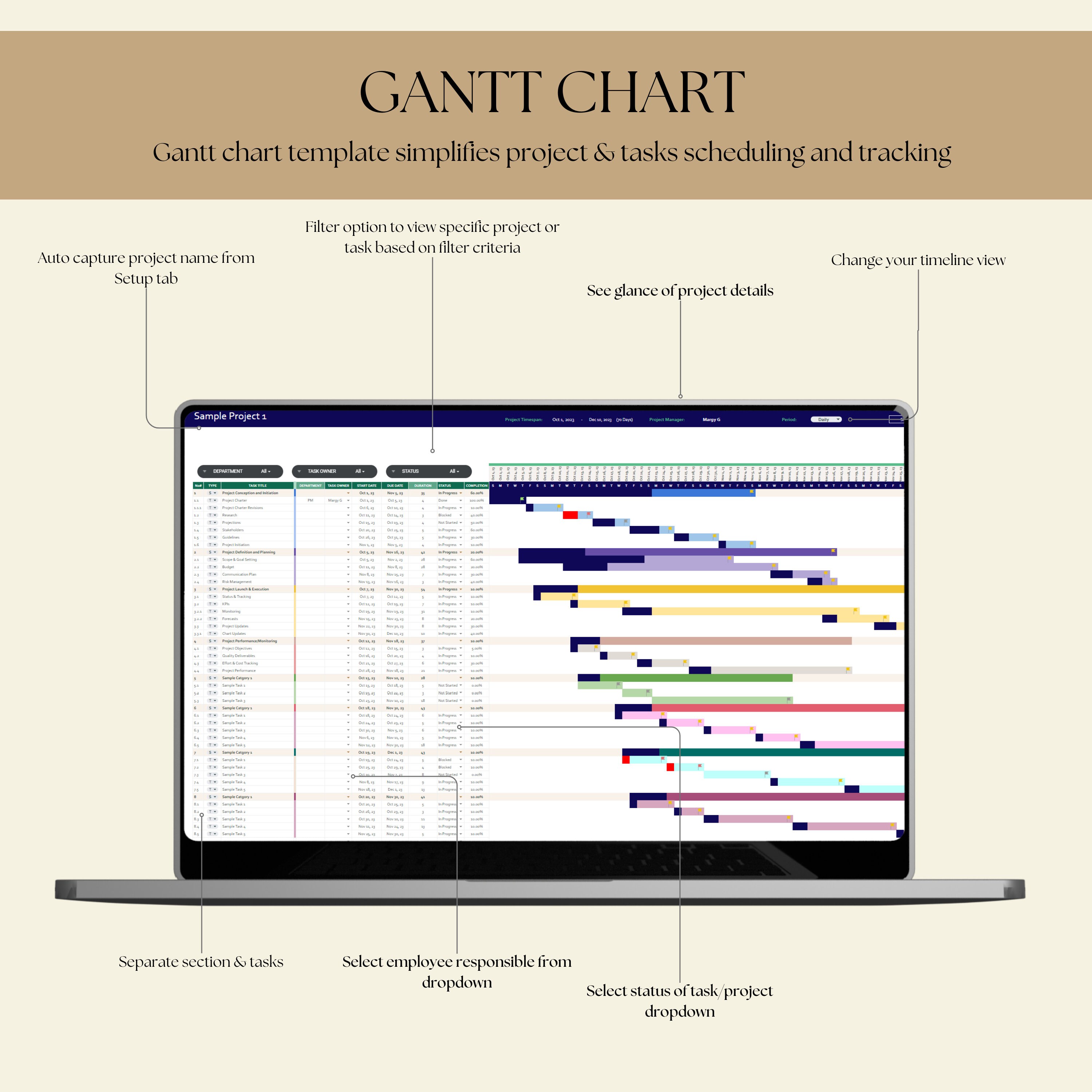 Gantt Chart Project Management Chart Project Timeline Project Plan ...