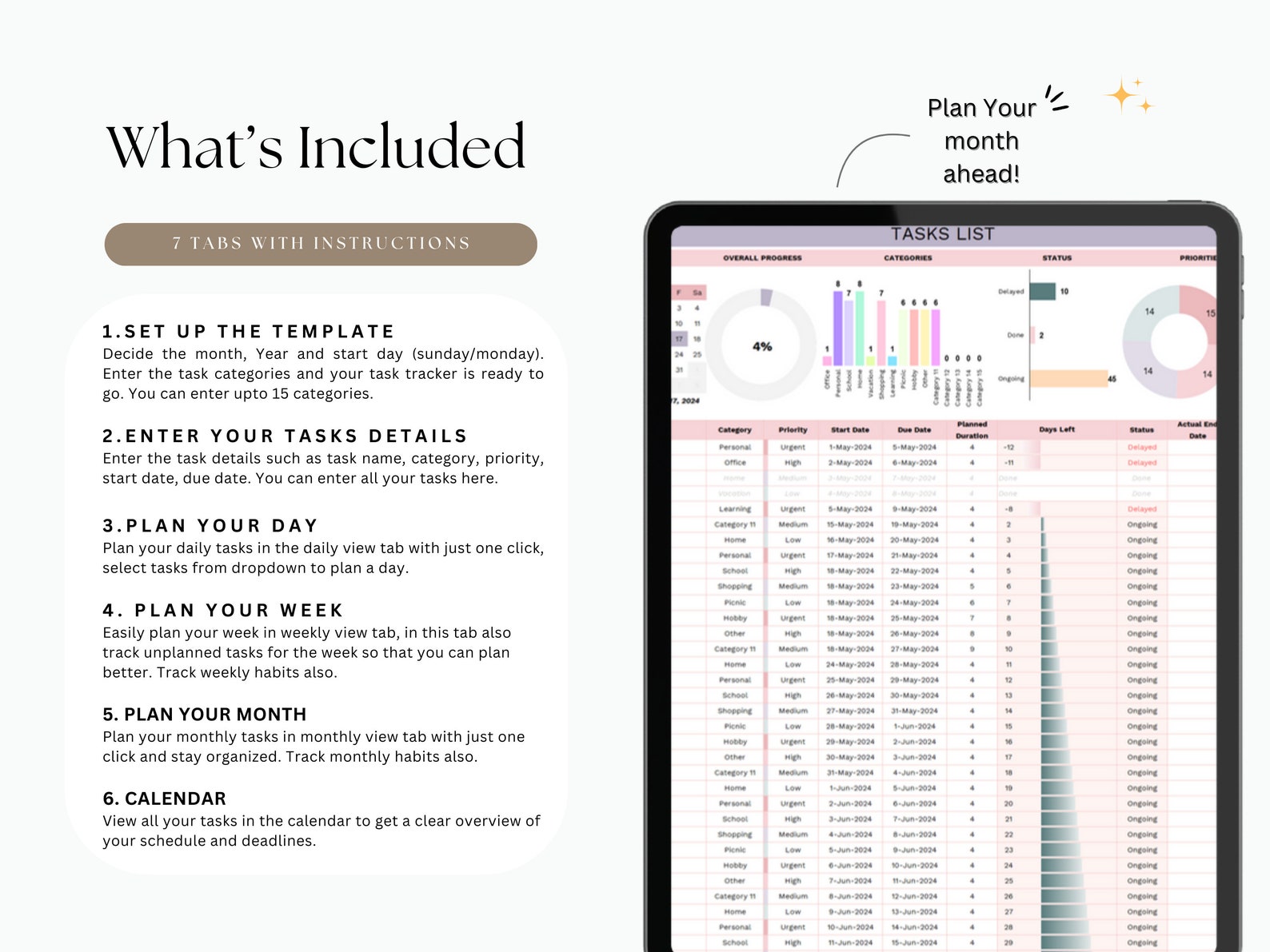 To-do List Task Tracker Daily Schedule Checklist Urgent Important ...