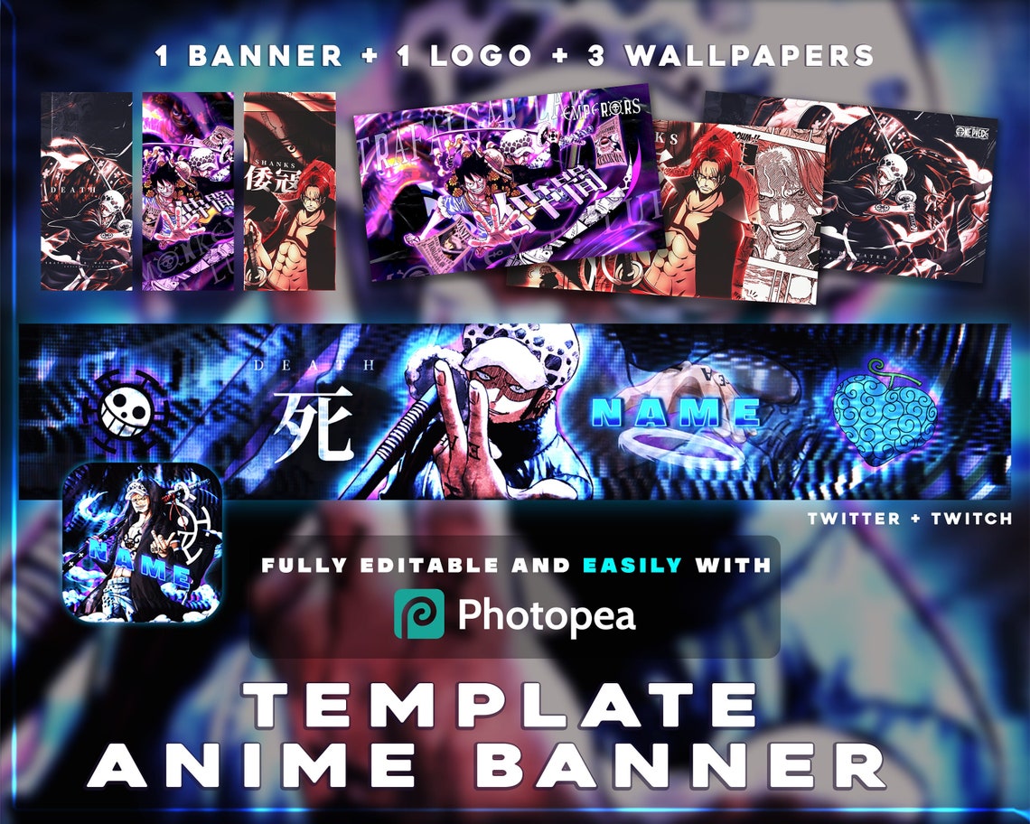 One Piece Banner Overlay Template Pack for Youtube, Twitter and Twitch ...