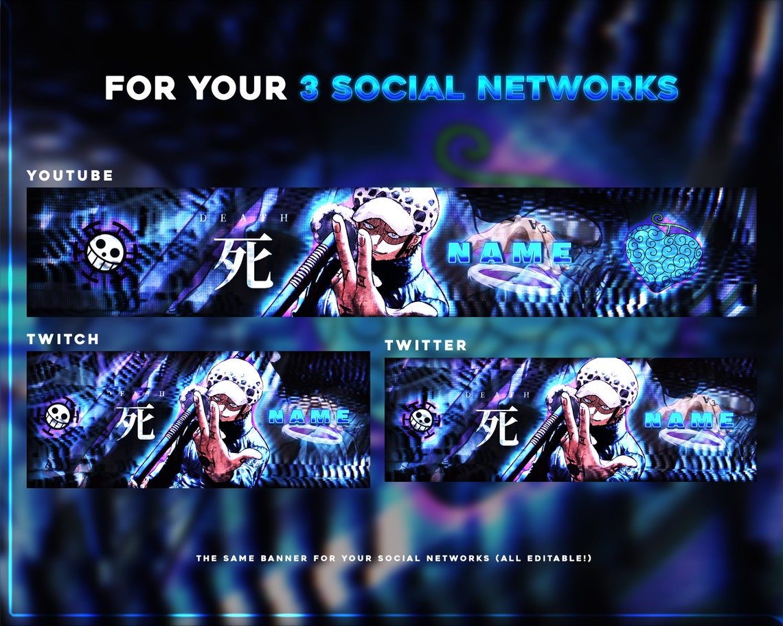One Piece Banner Overlay Template Pack for Youtube, Twitter and Twitch ...