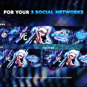 One Piece Banner Overlay Template Pack for Youtube, Twitter and Twitch ...