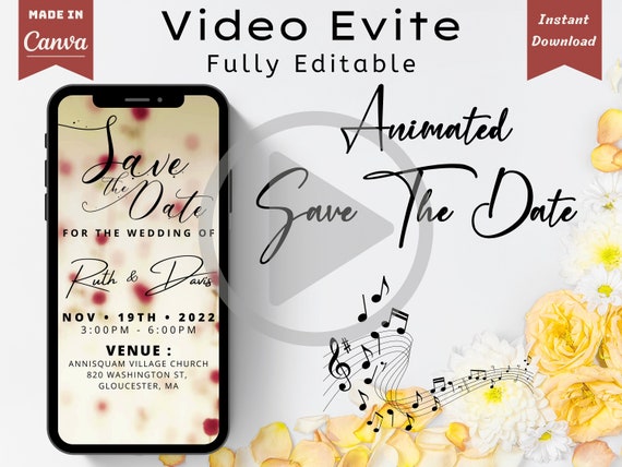 Animated Wedding Invitation Digital Save the Date Video - Etsy