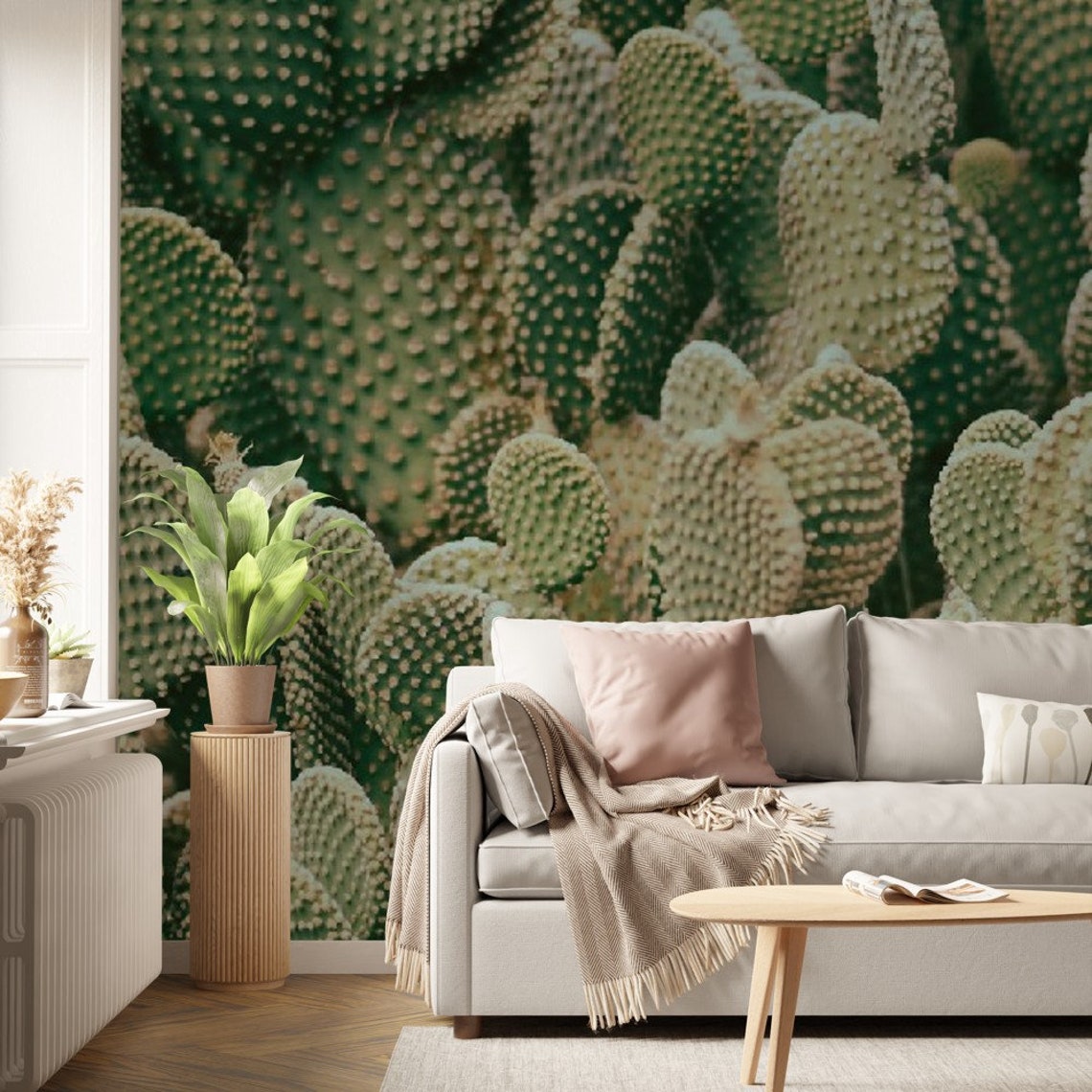Boho Cactus Wallpaper / Catus Wallpaper / Boho Desert - Etsy
