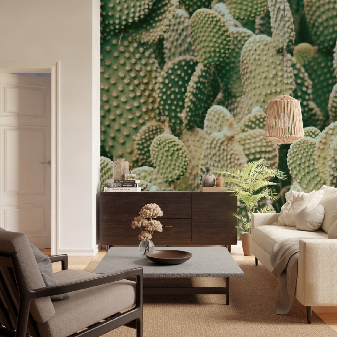 Boho Cactus Wallpaper / Catus Wallpaper / Boho Desert - Etsy
