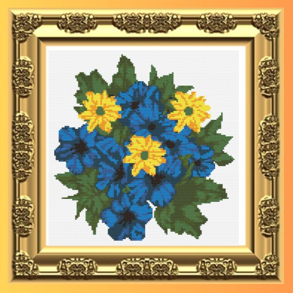 Blue Flower Cross Stitch - Etsy