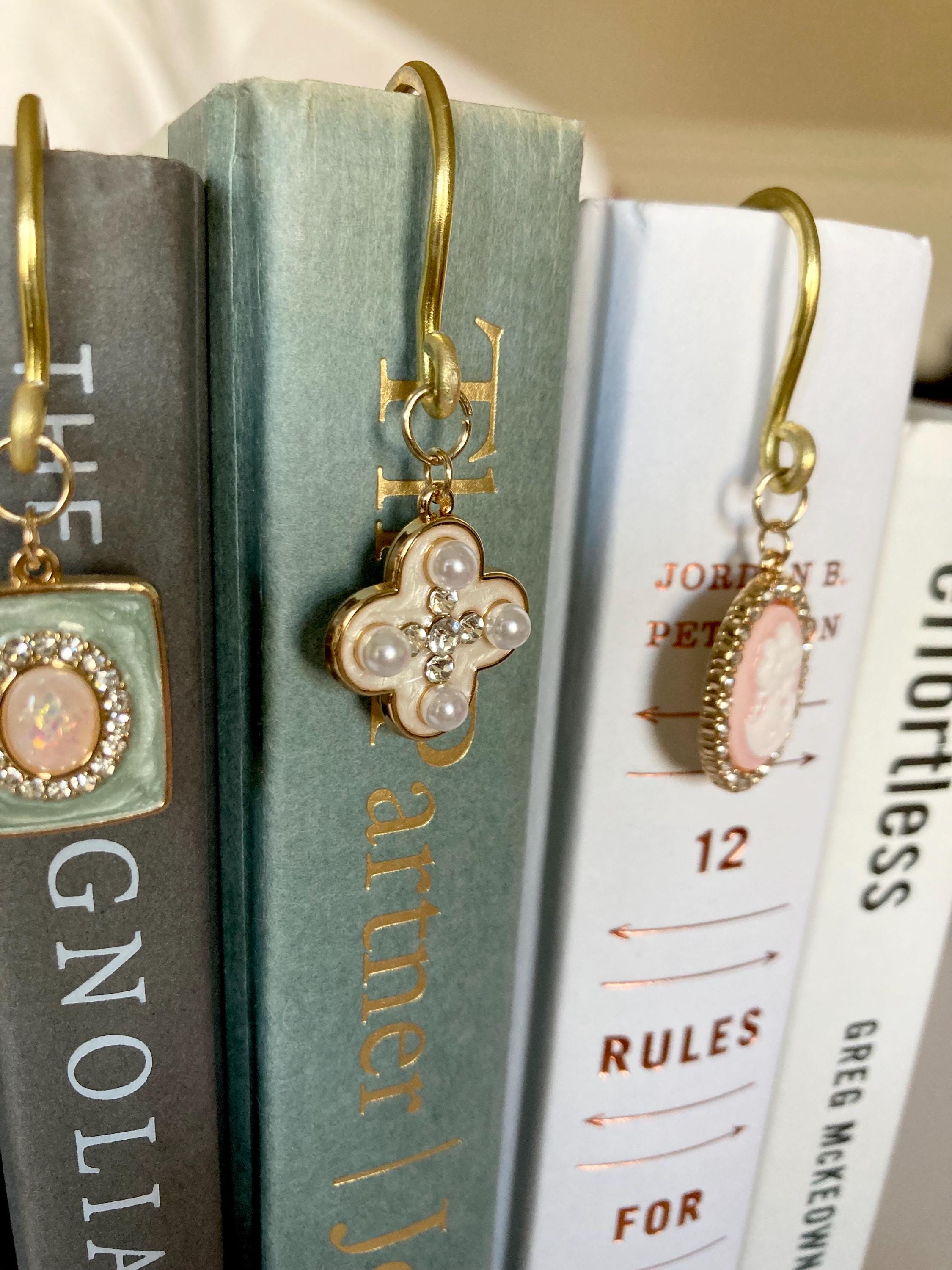 Handmade Rustic Metal Bookmark With Floral, Opal, Pearl, Cameo Charms ...