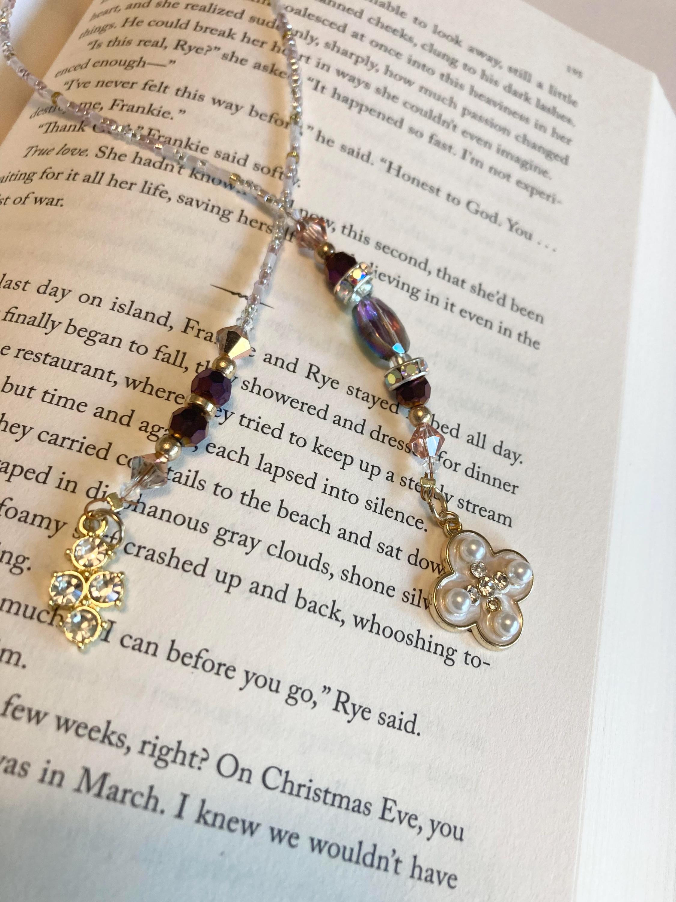 Handmade Beaded Bookmark With Flower Charms: Book Lover Gift - Etsy