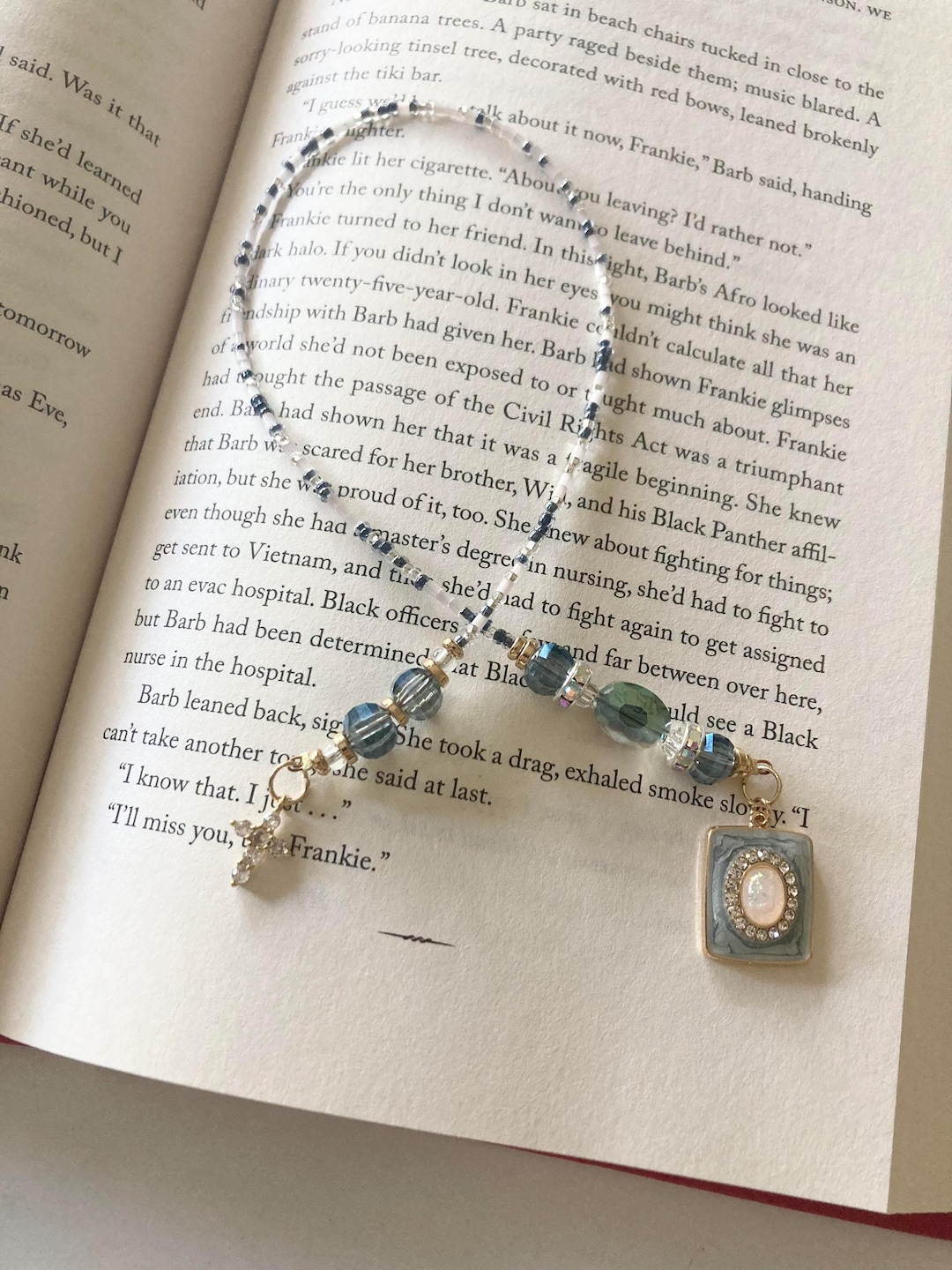 Handmade Blue Beaded Bookmark With Charm: Book Lover Gift - Etsy