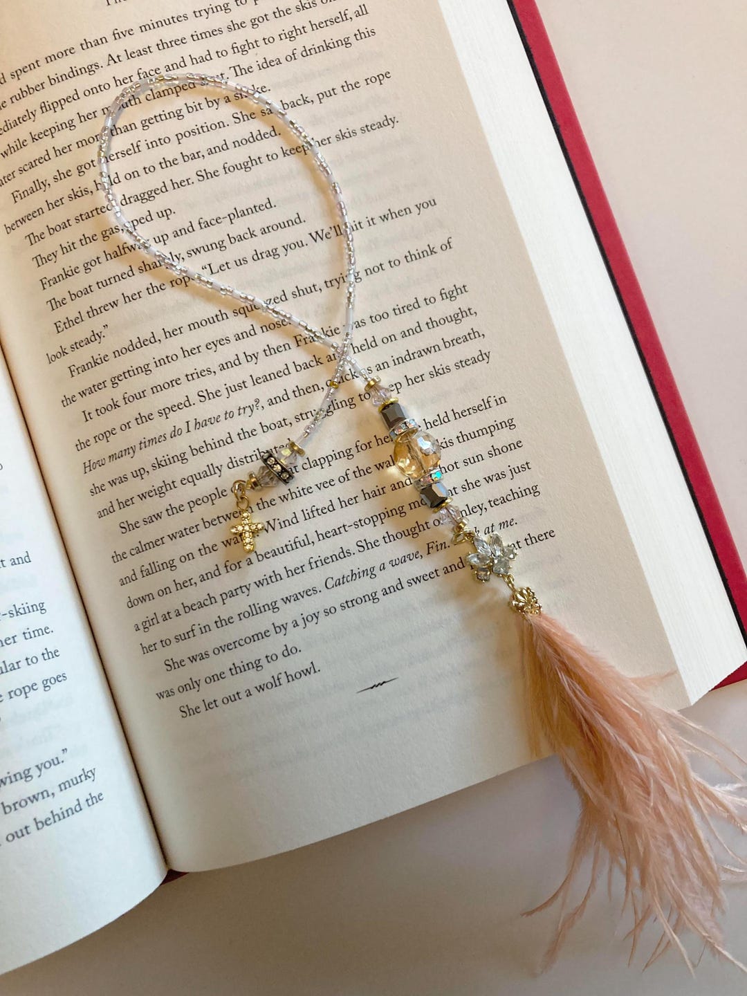 Handmade Beaded Bookmark Thong With Feather Unique Gift for Book Lovers ...