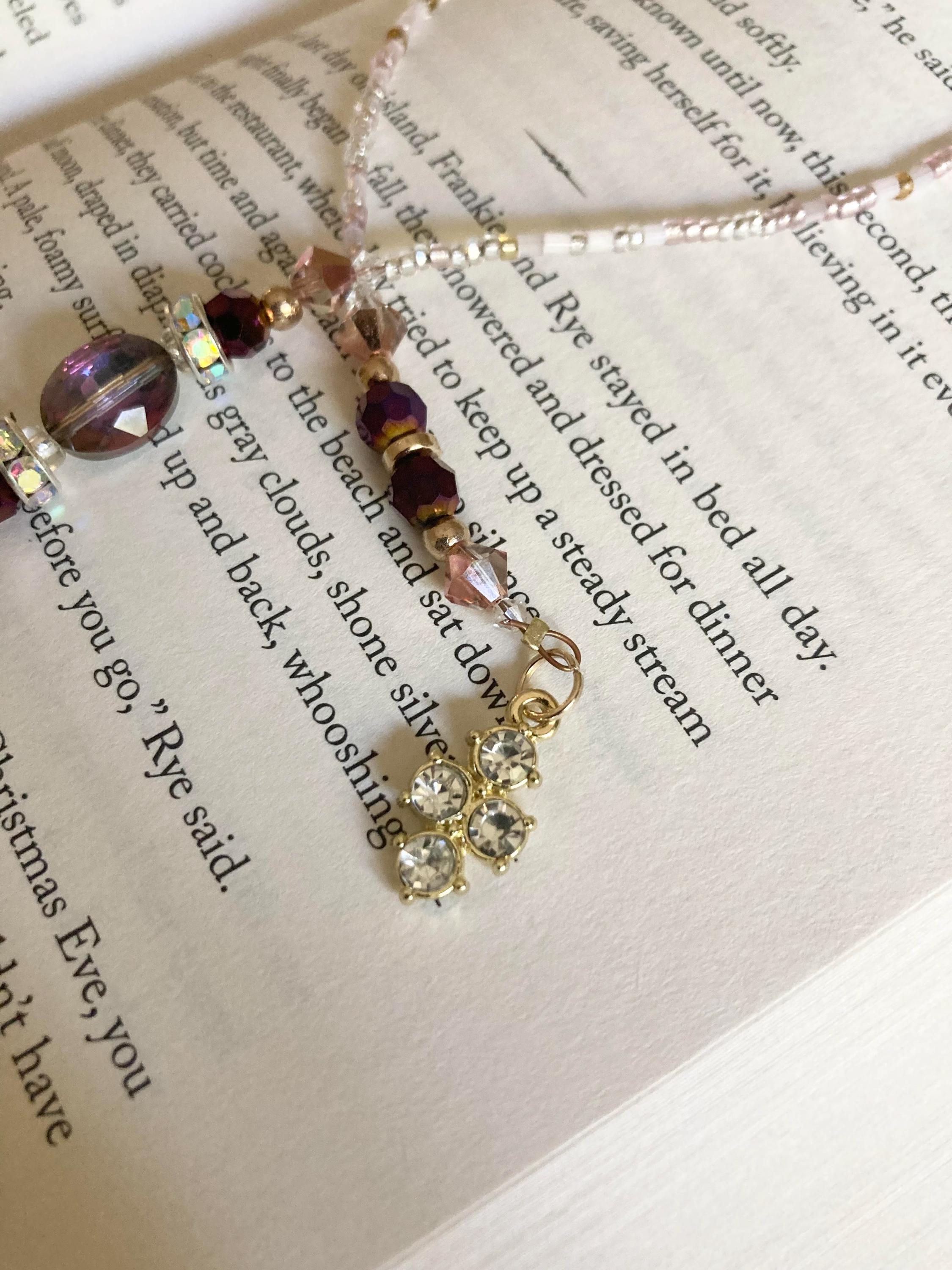 Handmade Beaded Bookmark With Flower Charms: Book Lover Gift - Etsy