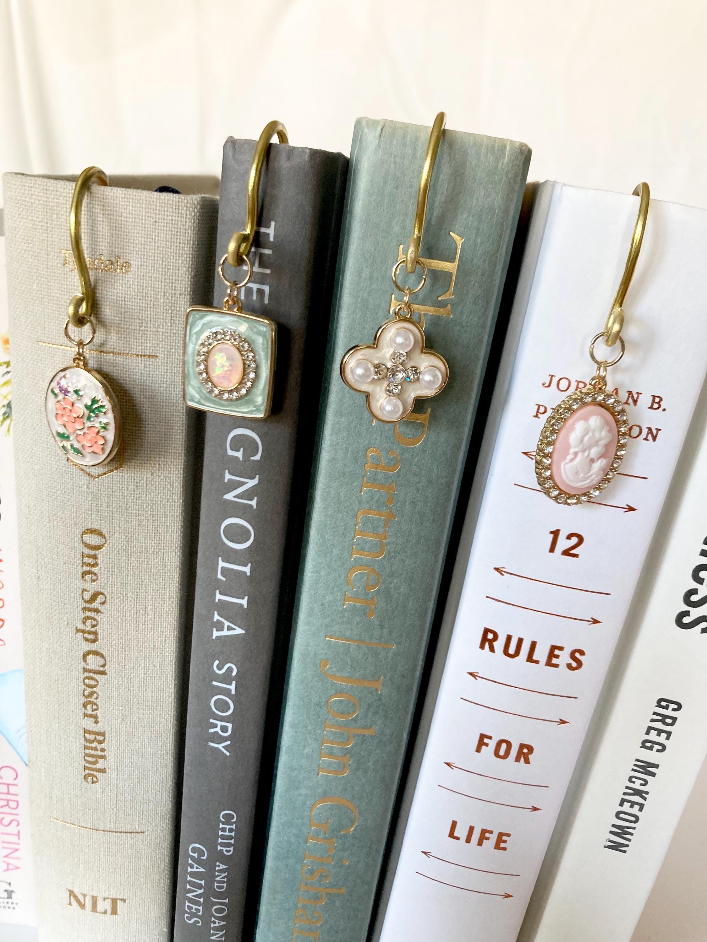 Handmade Rustic Metal Bookmark With Floral, Opal, Pearl, Cameo Charms ...