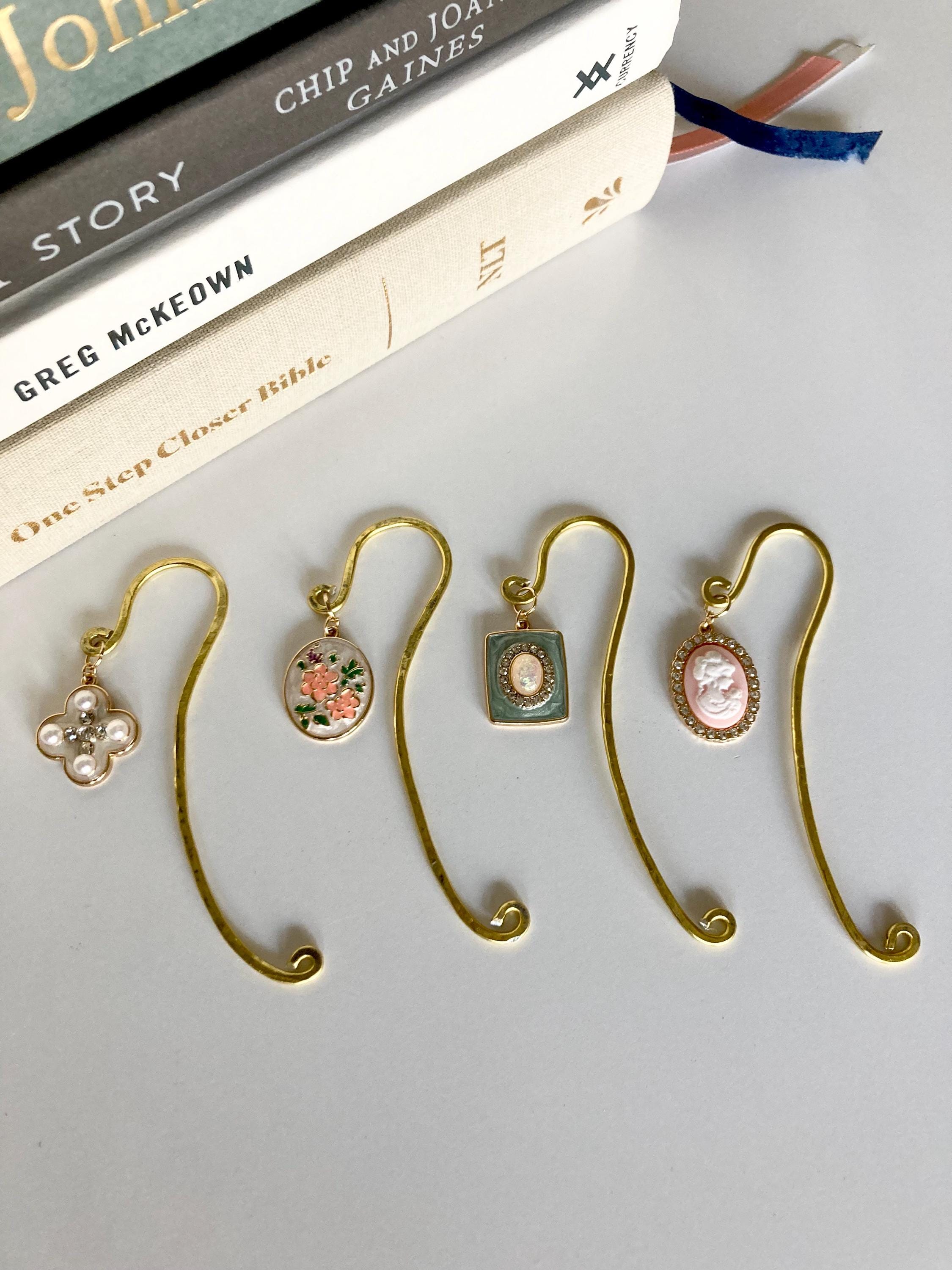 Handmade Rustic Metal Bookmark With Floral, Opal, Pearl, Cameo Charms ...