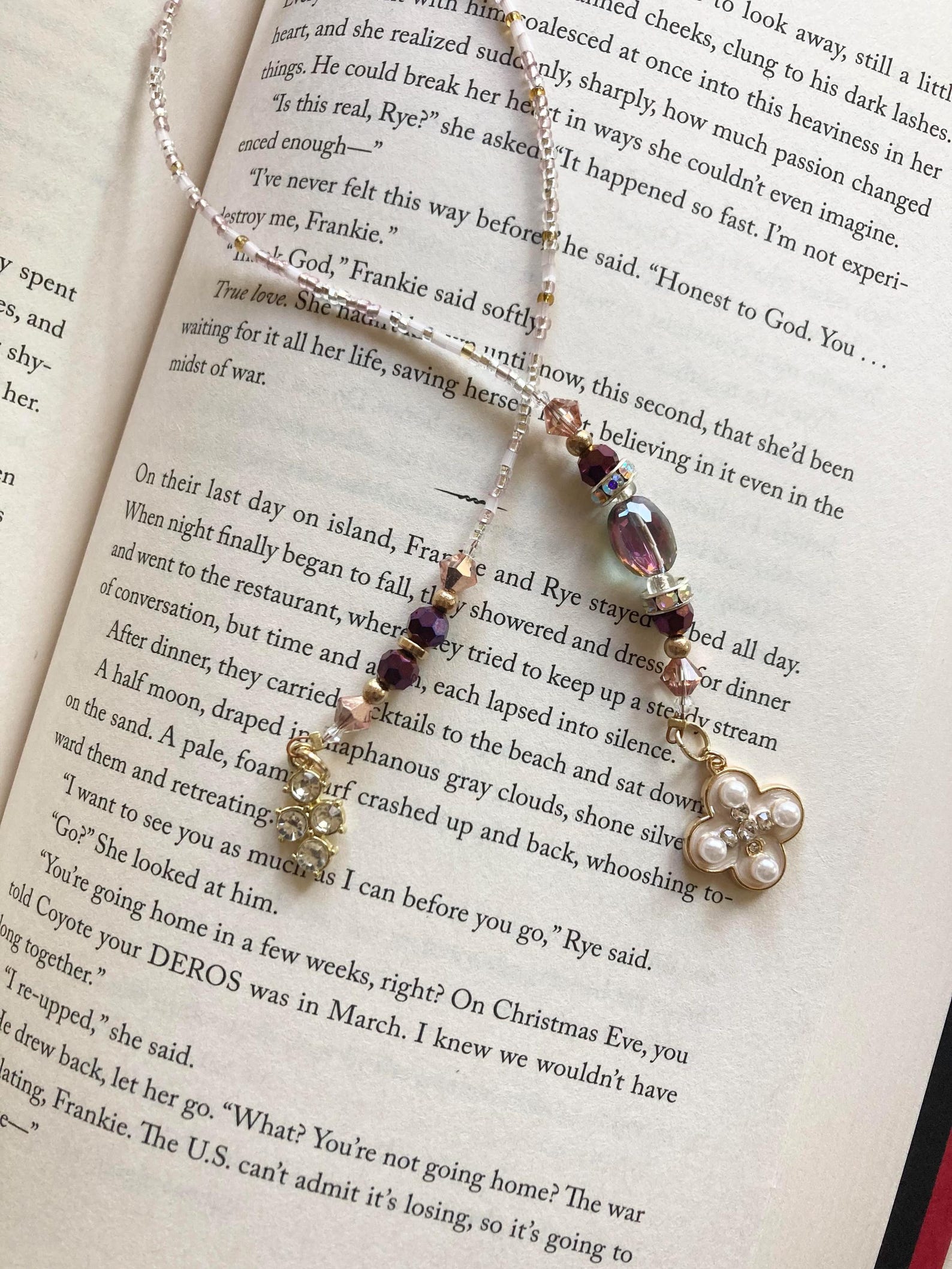 Handmade Beaded Bookmark With Flower Charms: Book Lover Gift - Etsy