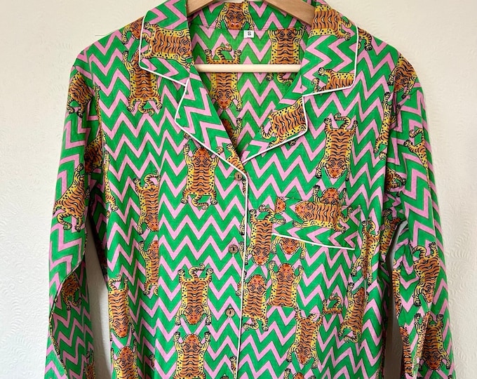 Womens Pure Cotton Pyjamas, 100% Indian Cotton Pjs, Bright Colourful ...